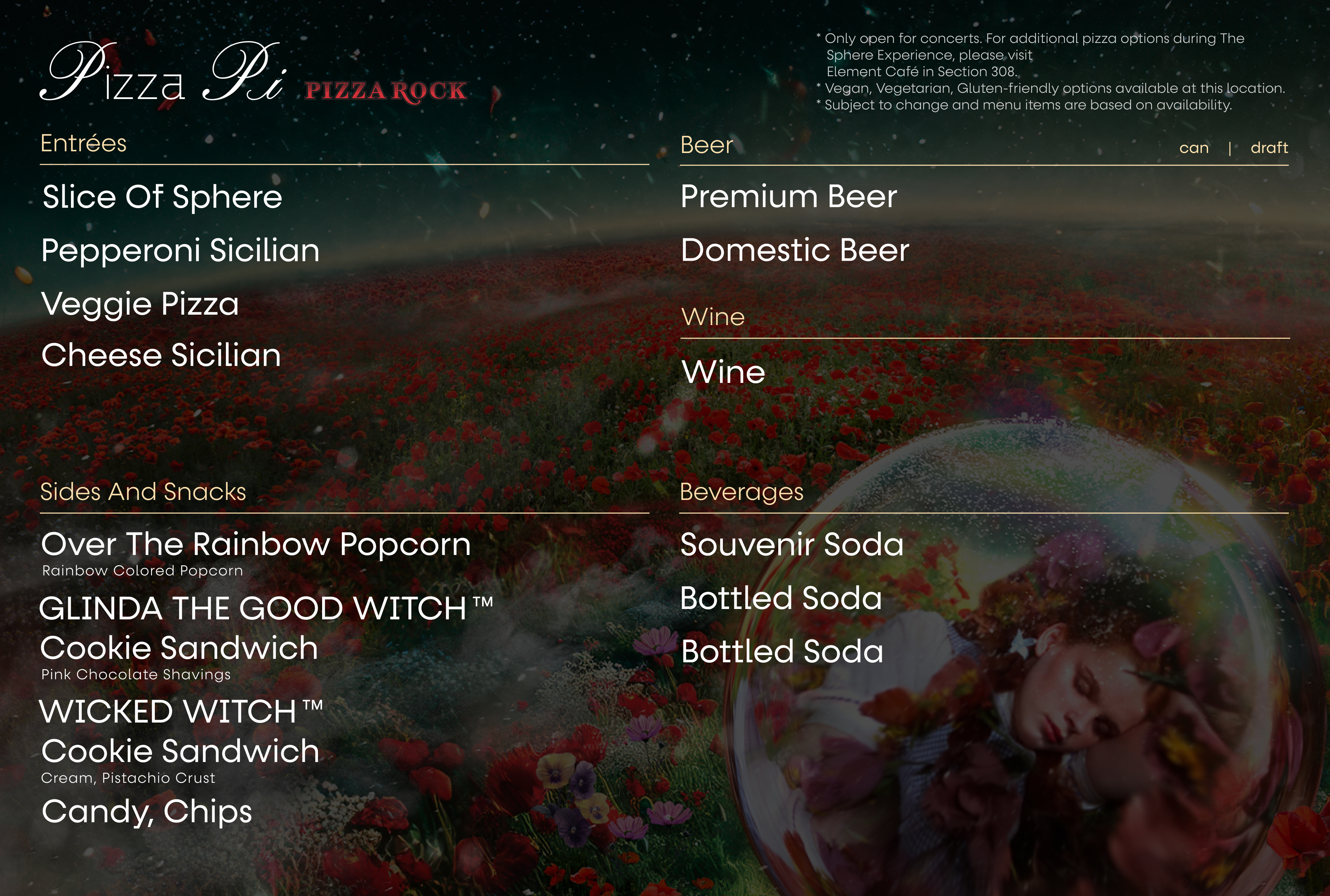 Concessions | Food and Drinks | Sphere