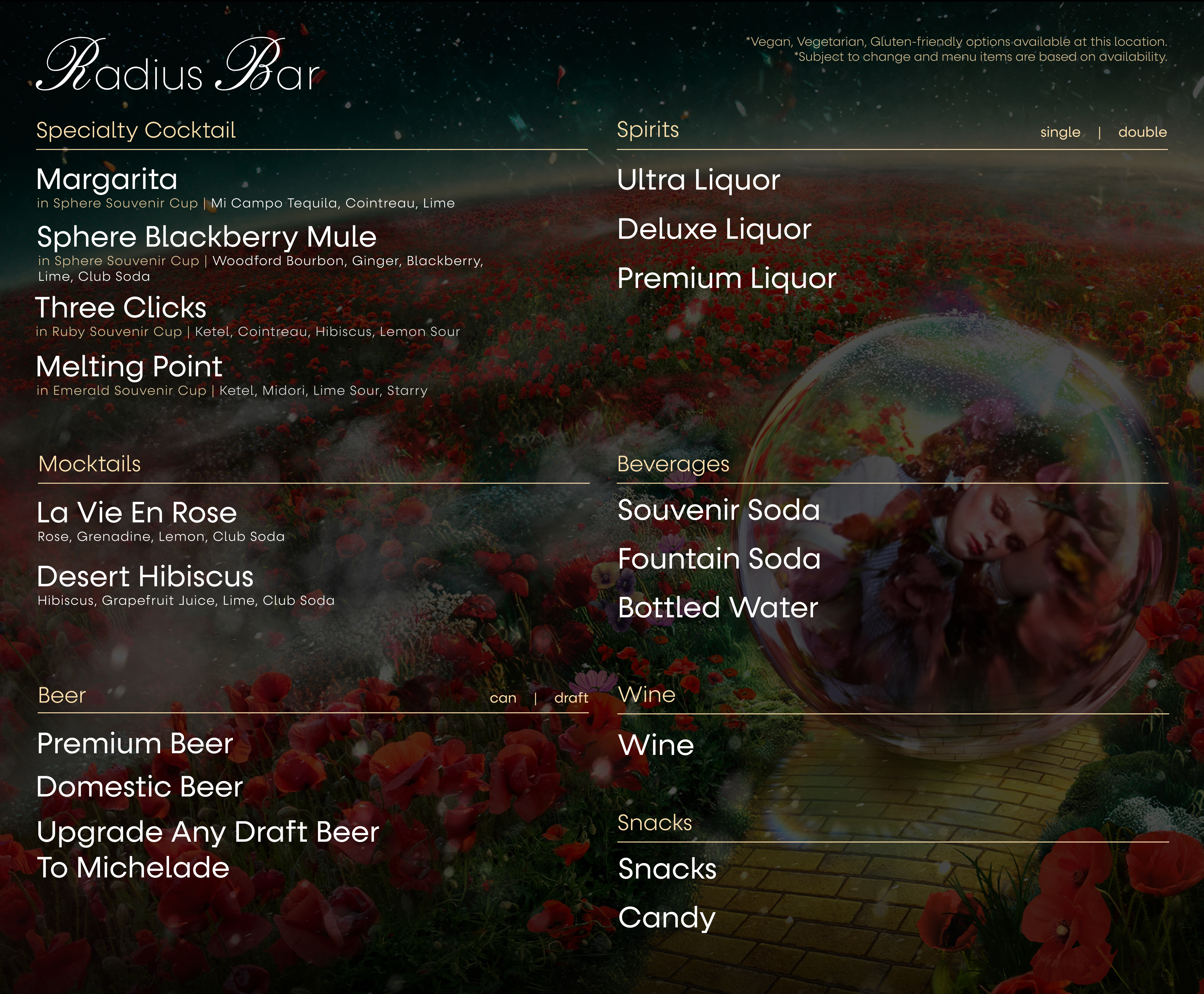 Concessions | Food and Drinks | Sphere