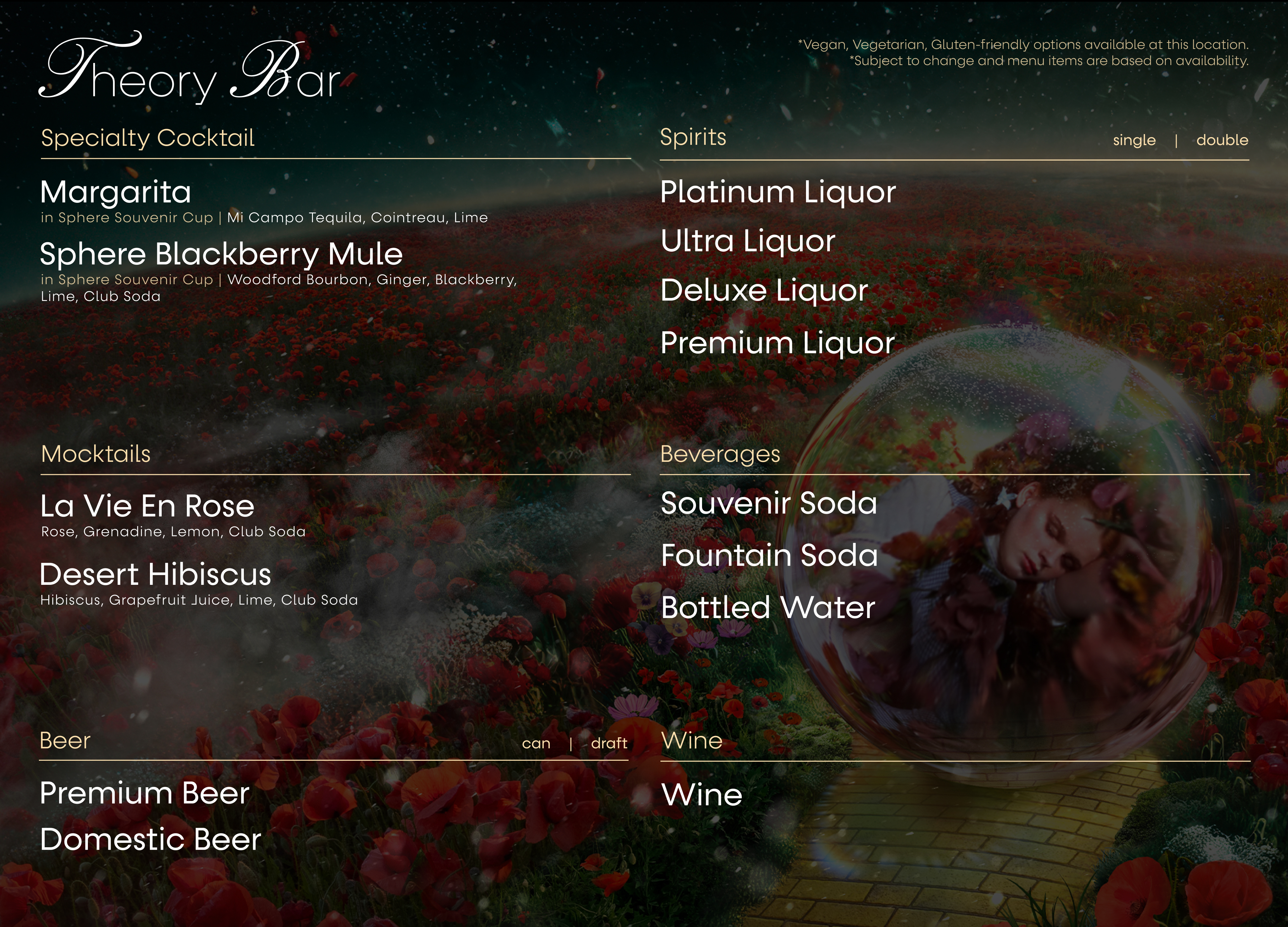 Concessions | Food and Drinks | Sphere